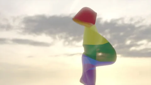 Pride flag on sunset sky. Lgbt flag, les... | Stock Video | Pond5