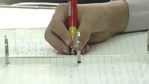 Primary School Kid writing on his Ring B... | Stock Video | Pond5