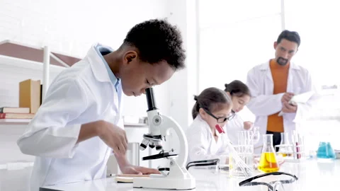 Primary school kids education in science... | Stock Video | Pond5