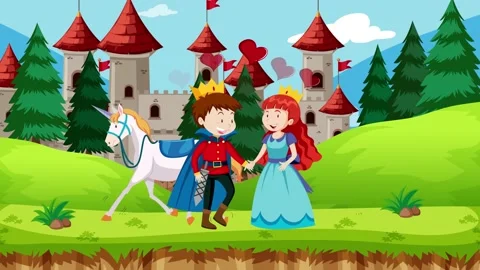 Princess and Prince with Castle Scene An... | Stock Video | Pond5