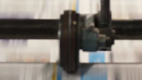 Print press wheel pulley mechanism proce... | Stock Video | Pond5