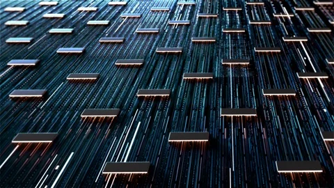 Printed circuit board futuristic server.... | Stock Video | Pond5