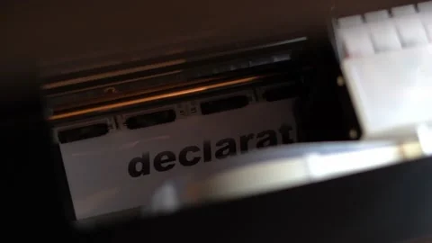 Printer prints the word declaration on w... | Stock Video | Pond5