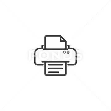 Printer symbol icon. pixel perfect outline line style template. ~ Clip ...