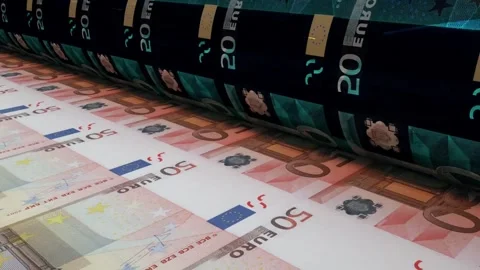 printing euro currency cash money financ... | Stock Video | Pond5