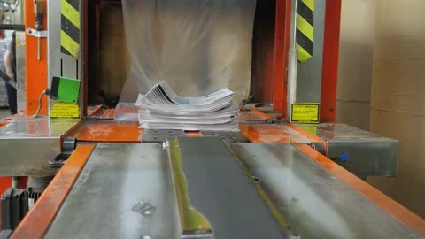Printing house. Newspaper moves on a con... | Stock Video | Pond5