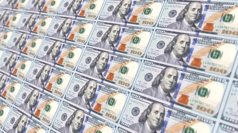 Printing Money New One Hundred Dollar Bi... | Stock Video | Pond5