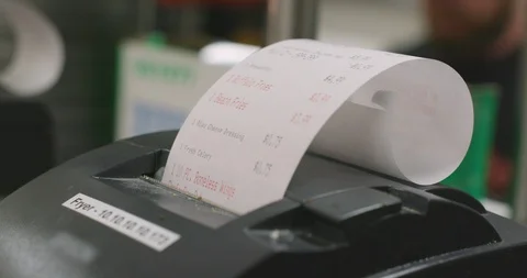 Printing Order Receipt Tickets in Restau... | Stock Video | Pond5