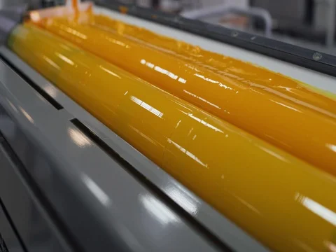 Printing press, yellow paint mixing shaf... | Stock Video | Pond5