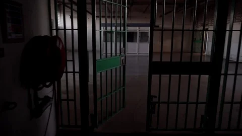 Prison Bars Open POV in Corridor Dark, D... | Stock Video | Pond5