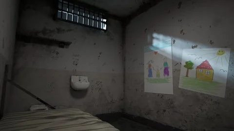 Prison break. A grunge prison cell with ... | Stock Video | Pond5