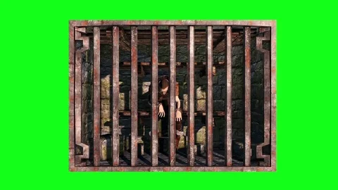 Prison Cage Prisoner Chained Chains Gree... | Stock Video | Pond5