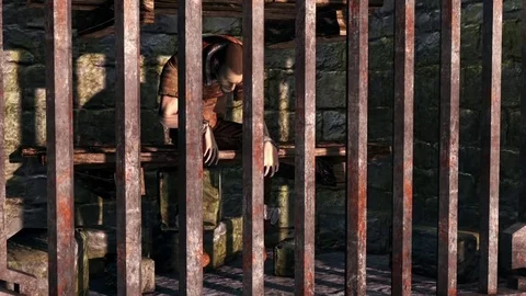 Prison Cage Prisoner Chained Chains Loop... | Stock Video | Pond5