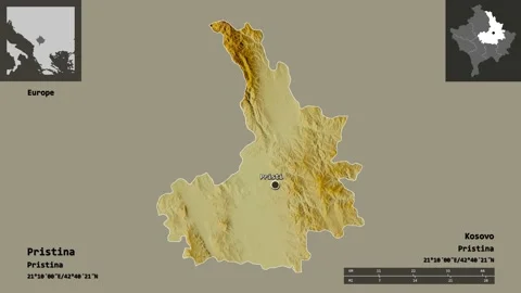 Pristina location. Kosovo. Relief map | Stock Video | Pond5