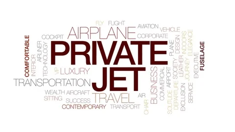 Private jet animated word cloud, text de... | Stock Video | Pond5