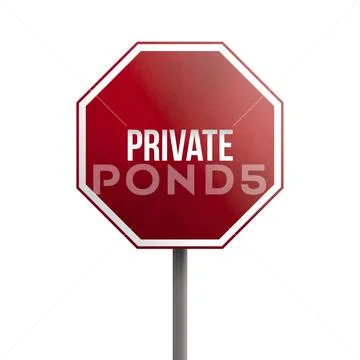 Private - red sign isolated on white background ~ Clip Art #90700715