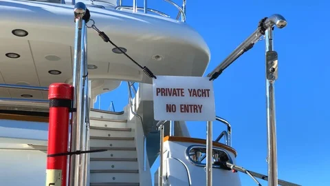 Private yacht No boarding entry sign | Stock Video | Pond5