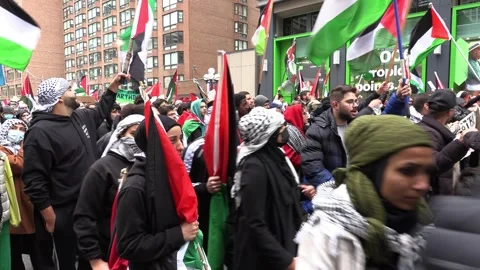 Pro Palestine and Hamas demonstration in... | Stock Video | Pond5