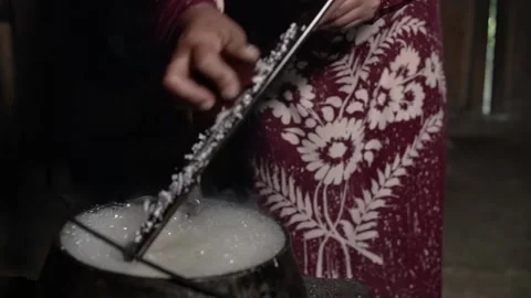 The process of boiling sap juice in a tr... | Stock Video | Pond5