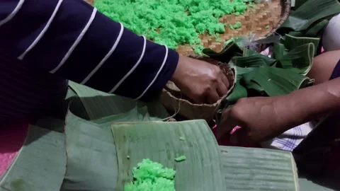 The process of making green sticky rice ... | Stock Video | Pond5