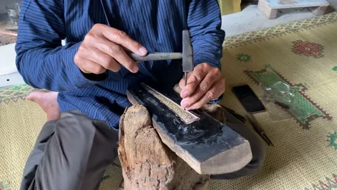 The process of making or carving a keris... | Stock Video | Pond5