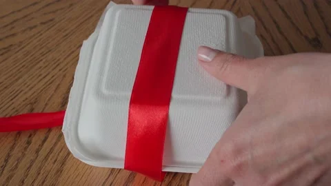 The process of opening asian bento cake ... | Stock Video | Pond5