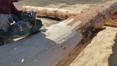 The process of processing logs from the ... | Stock Video | Pond5