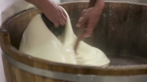 Process production mozzarella cheese mak... | Stock Video | Pond5
