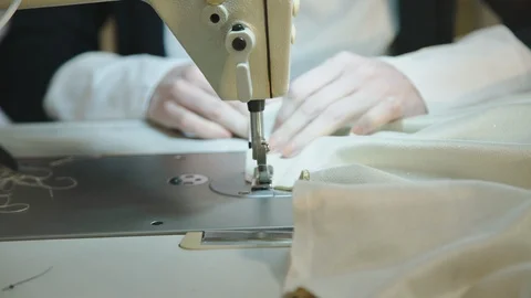 Process of sewing the stitching on cloth... | Stock Video | Pond5
