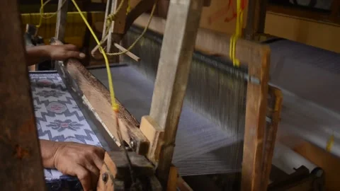 process traditional weaving cloth | Stock Video | Pond5