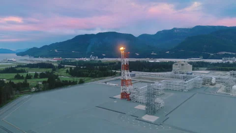 The process train and flare stack of a L... | Stock Video | Pond5