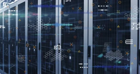 Processing data moving over computer ser... | Stock Video | Pond5