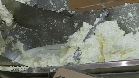 Production of cottage cheese at the fact... | Stock Video | Pond5