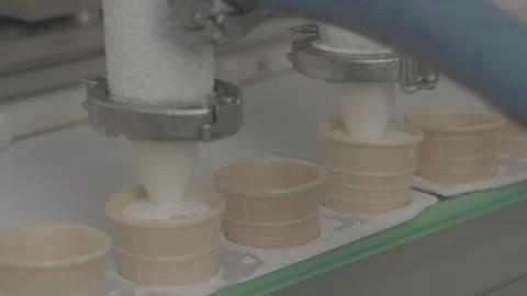 production of ice cream in cups on a con... | Stock Video | Pond5