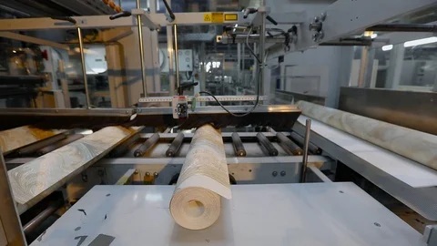 Production of wallpaper, a roll of wallp... | Stock Video | Pond5