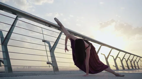 Professional ballerina standing in split... | Stock Video | Pond5