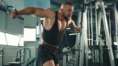 professional bodybuilder training chest ... | Stock Video | Pond5