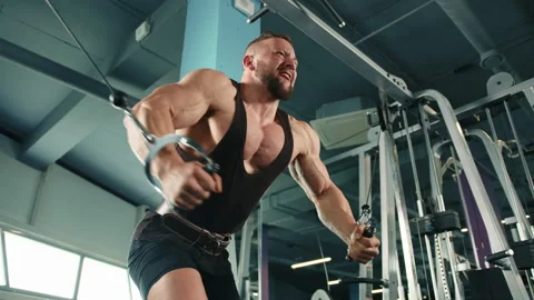 professional bodybuilder training chest ... | Stock Video | Pond5