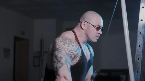 Professional bodybuilder trains triceps ... | Stock Video | Pond5