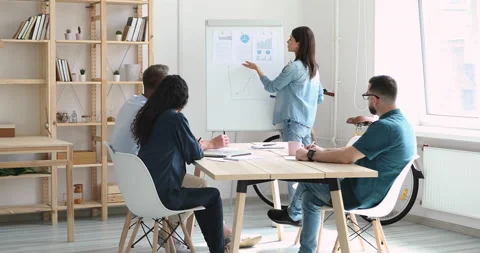 Professional female coach presenter spea... | Stock Video | Pond5