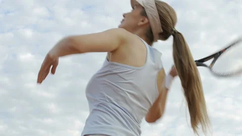 Professional female tennis player servin... | Stock Video | Pond5