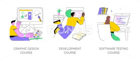 Professional IT courses isolated cartoon vector illustrations.: Royalty ...
