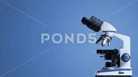Professional laboratory microscope on blue background ~ Premium Photo ...