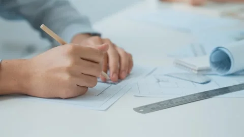 Professional male engineer hand drawing ... | Stock Video | Pond5