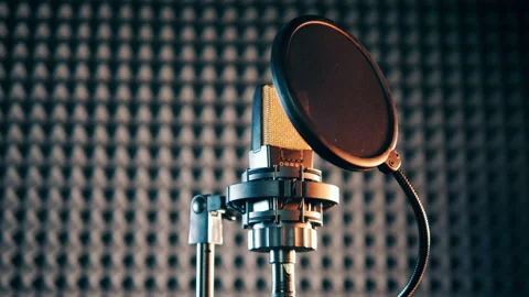 Professional mic with a filter and sound... | Stock Video | Pond5
