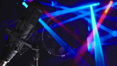 Professional microphone at studio . Colo... | Stock Video | Pond5