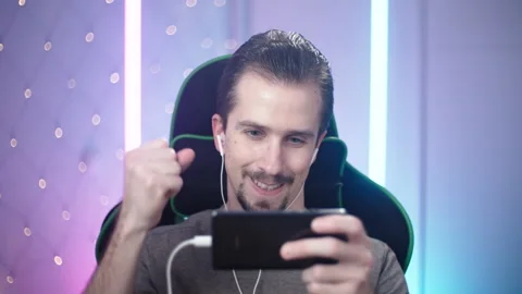 Professional mobile gamer streamer win t... | Stock Video | Pond5