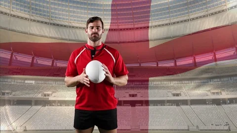 Professional rugby player standing in fr... | Stock Video | Pond5