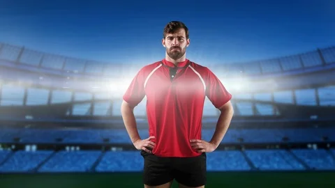 Professional rugby player standing in fr... | Stock Video | Pond5