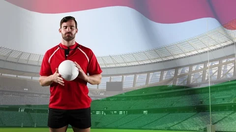 Professional rugby player standing in fr... | Stock Video | Pond5
